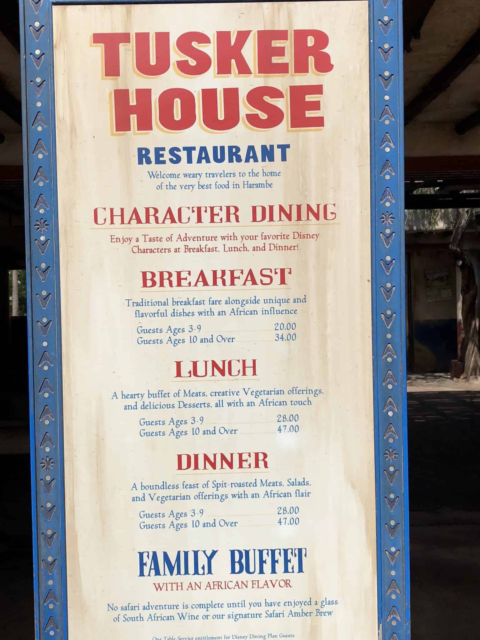 Tusker House Menu - WDW News Today