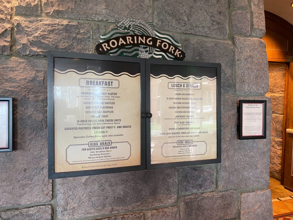 disney's wilderness lodge roaring fork menu march 2020 - WDW News Today