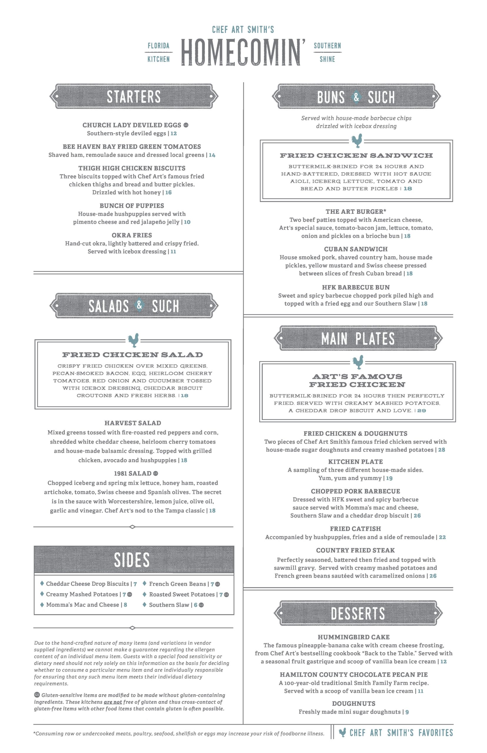 Chef Art Smith's Homecomin' Reopening Limited Menu Disney Springs 1 ...