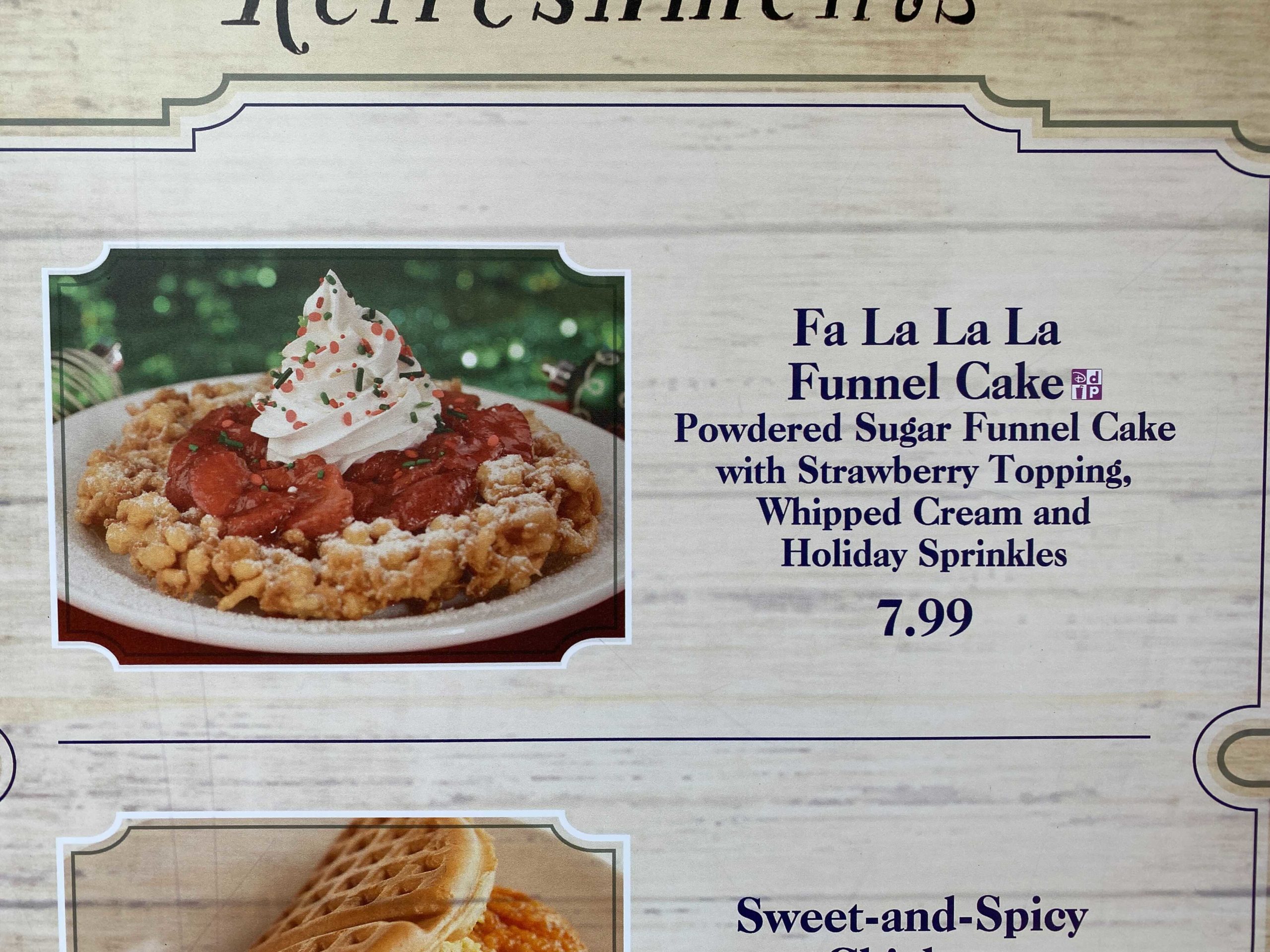 christmas funnel cake menu - WDW News Today