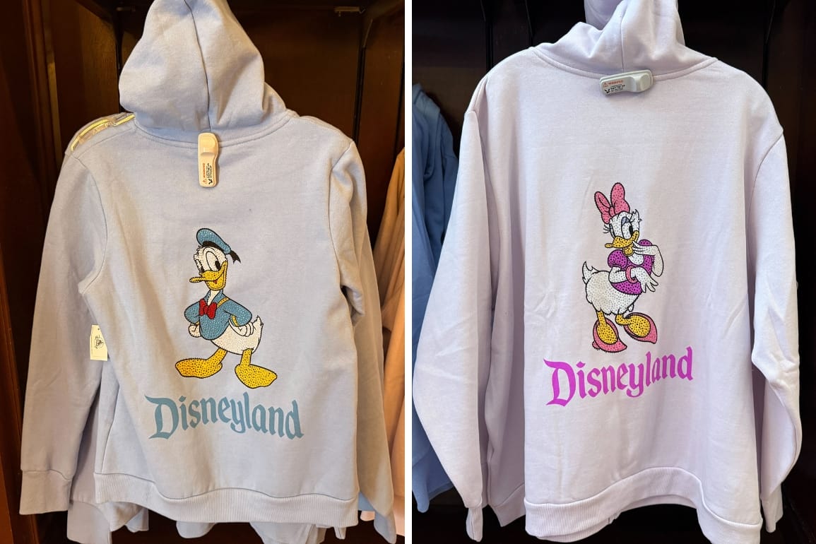 Bedazzled Donald and Daisy Hoodies Now Available in Disneyland - WDW ...